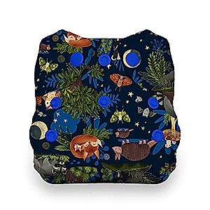 Thirsties Newborn All in One Reusable Cloth Diaper, Snap Closure, Nightlife (5-14 lbs)