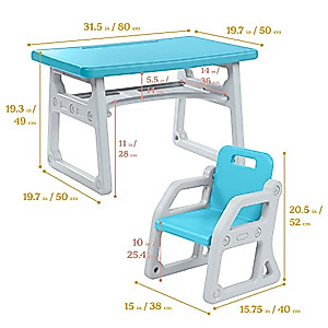 ECR4Kids Toddler Plus Desk and Chair, Kids Furniture, Cyan/Light Grey
