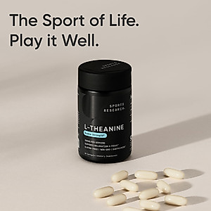 Sports Research Double Strength L-Theanine Supplement - Suntheanine Softgels for Focus, Relaxation & Alertness - Non-Drowsy Support Made with Coconut Oil, Non-GMO & Gluten Free - 200mg, 60 Count