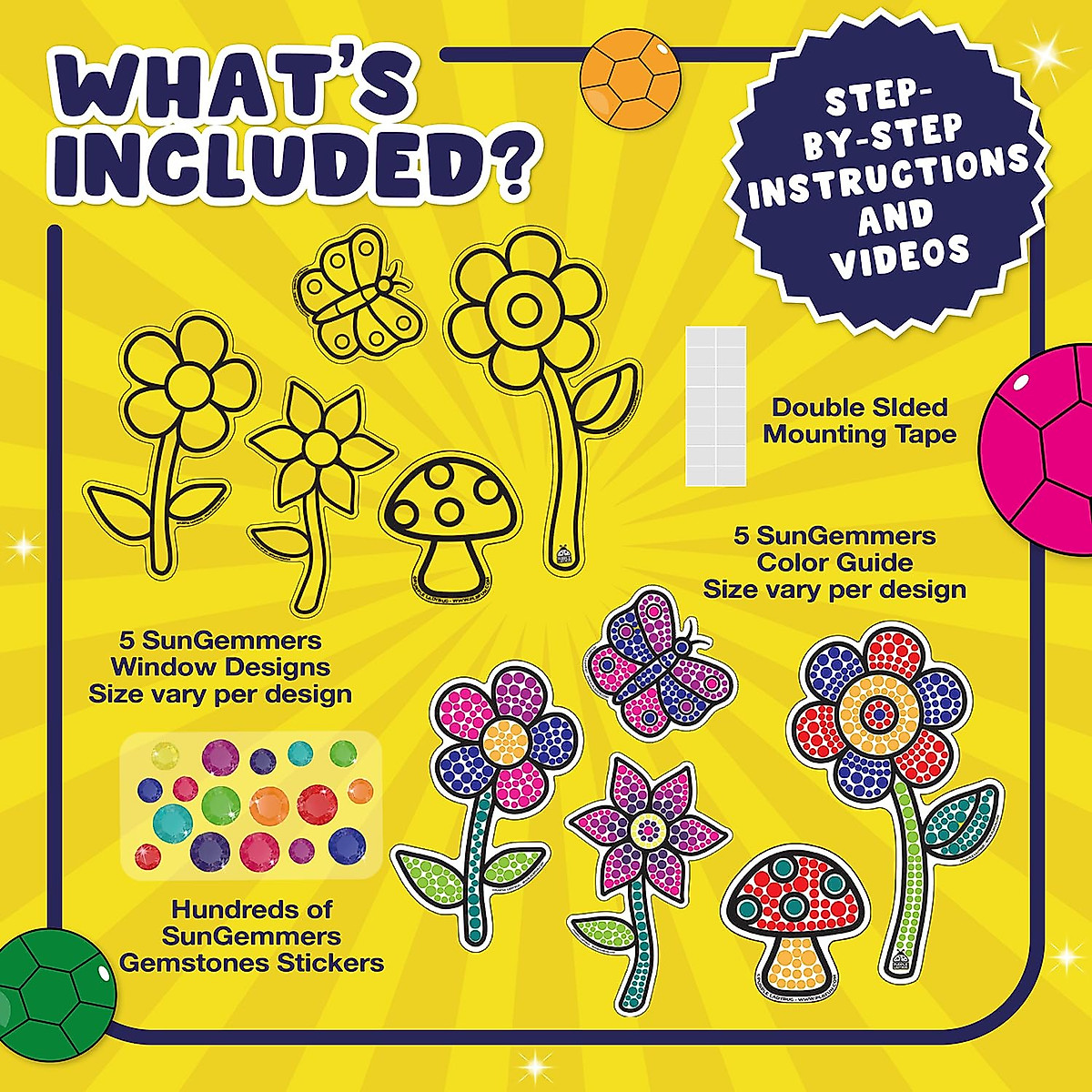 SUNGEMMERS Gem Art for Kids Crafts - Suncatcher Kit for Kids, 8 7 6 Year Old Girl Birthday Gift - Arts and Crafts for Kids Ages 4-8 8-12 6-8 Girls & Boys and Fun Craft Kit Summer Kids Activities Gift