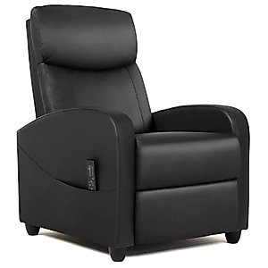 FONTOI Living Room Recliner Chair, Massage Single Sofa Adjustable Home Theater Seating with Thick Cushion and High Back Padded Backrest, 28.7D x 25.9W x 38.7H in, Black