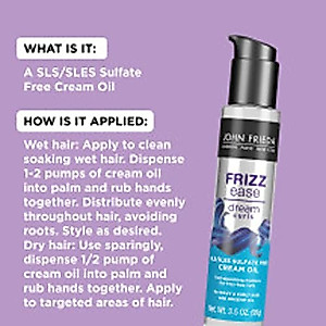 John Frieda Anti Frizz, Frizz Ease Dream Curls Cream Oil, Hydrating Hair Oil for Curly, Frizzy Hair, Nourishes Dry and Damaged Hair, 3.5 Fl Oz