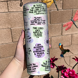 CERMELUS Christian Bible Verse 20oz Skinny Tumbler, Stainless Steel Double Wall Insulated Cup With Lid And Straw Multi, Bible Christian Tumbler Gift, Gifts for Women, Mom, Friend