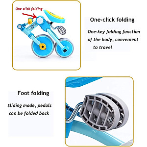 NUBAO Stroller Wagon Kids Bicycle - Three Wheeled Scooter,Children's Tricycle with Foldable Grip and Adjustable Seat,Yellow Over 1 Year Old Girl Gifts (Color : Yellow)