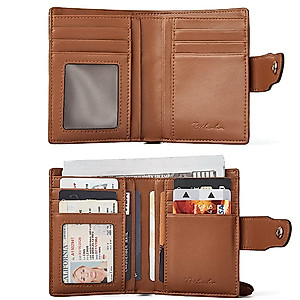 BOSTANTEN Women Leather Handbag Designer Large Hobo Purses Shoulder Bags Bundled with Small Bifold Zipper Pocket Wallet Card Case Purse with ID Window Brown