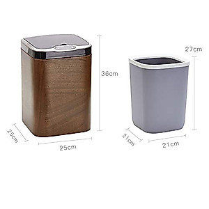 CZDYUF Smart Wooden Living Room Sense Trash Can Household Inductive Ashbin Dynamic Storage Bucket Large Garbage Cans
