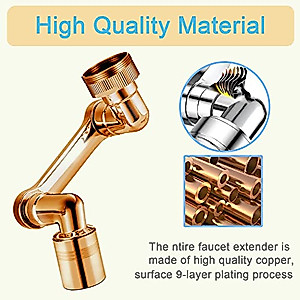 1080° Rotating Faucet Aerator Extender, Upgrade 2 Kinds of Water Outlet Modes Swivel Faucet Attachment and the Whole Is Made of Fine Copper, Suitable for Kitchens and Faucet Extender for Bathroom Sink