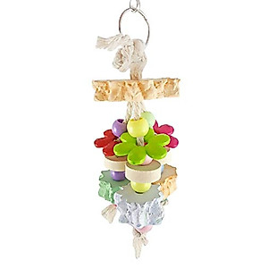 Hypeety Bird Chew Toy Calcium Teeth Grinding Stone Chew Treats Wood String Toy for Hamster Bird Parrot African Grey Parakeets Cockatiels Conures Amazons Small Animal Cage Hanging Bite