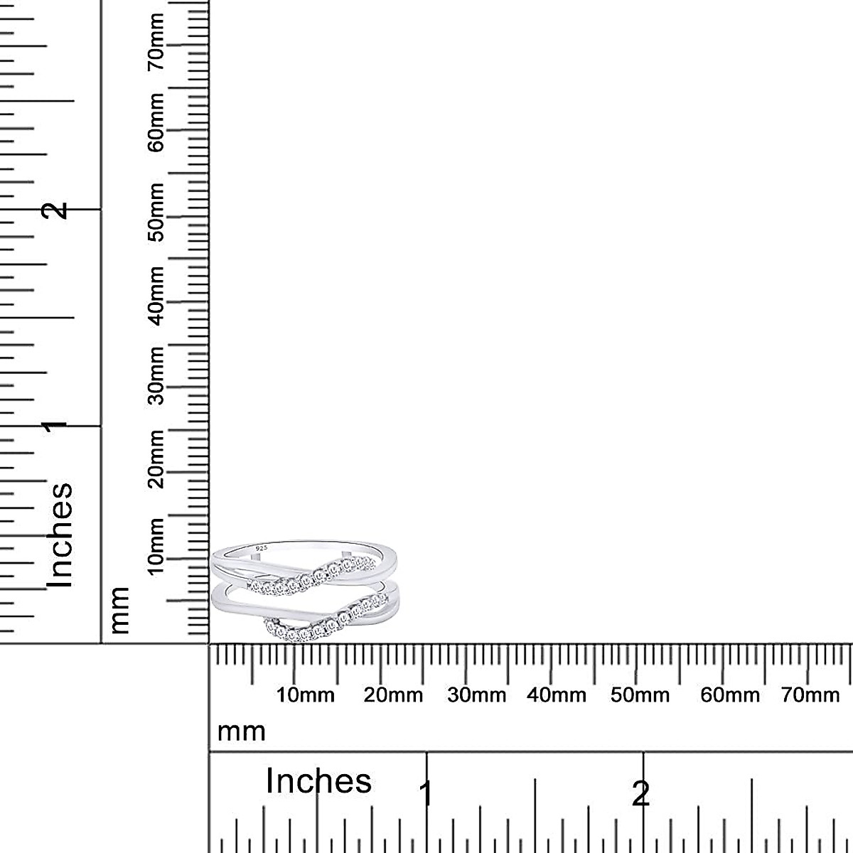 AFFY Sterling Silver Delicate Bypass Infinity Style Vintage Wedding Ring Guard Enhancer with Cubic Zirconia (0.20 cttw) Ring Size-8