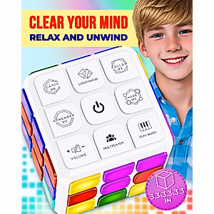 Skywin Puzzle Cube Game (White) - Flashing Cube Handheld Electronic Games Stem Toy - Fun Memory Games & Brain Games for Adults and Kids