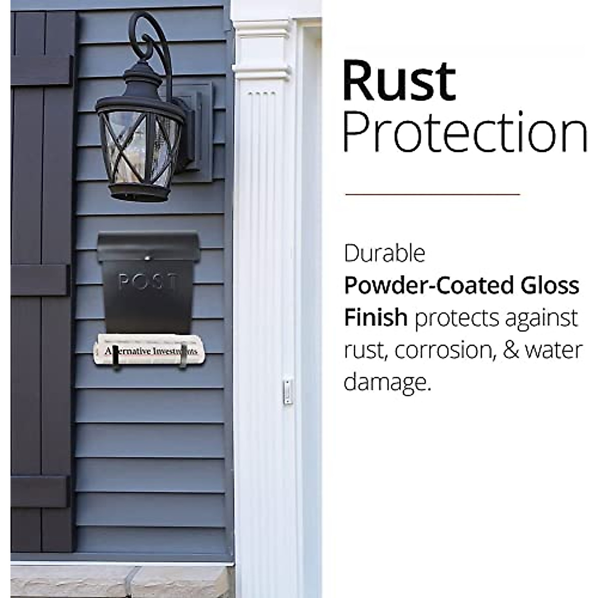 NACH Mailboxes for Outside Wall Mount, 12 x 11.2 x 4.5 inch, Black Mailbox, Waterproof Mailbox with Outdoor Newspaper Holder - The Euro Mailbox