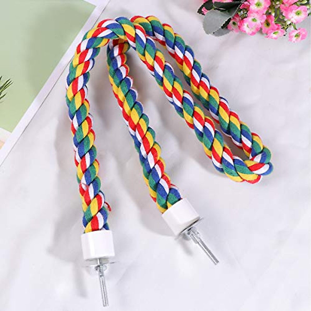 Hemobllo Bird Rope Perch, Colorful Parrot Cotton Rope Bird Perch Stand Climbing Rope Bird Toys Rope Perch Pet Bird Parrot Chewing Toy for Parrots Cockatiels Parakeets Budgie Cages