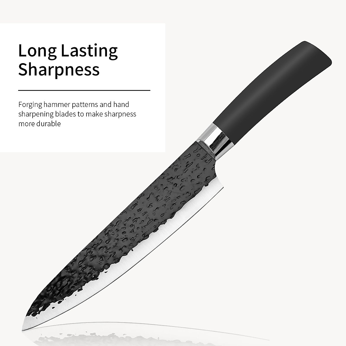 Kitchen Knife Set Non Stick Knives with Wood Storage, Serrated Steak Knife, Chef Knife, Scissors with Sharpener, 15Pcs Ultra-Sharp Cutlery Block Sets for Home & Pro Use Best Gift (Black)