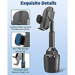 OQTIQ Cup Holder Phone Mount for Car No Shaking Cup Phone Holder for Car Sturdy & Adjustable Cell Phone Holder Mount for Truck, SUV Quick Extension Long Arm for iPhone, Samsung, Nokia, LG, Smartphones