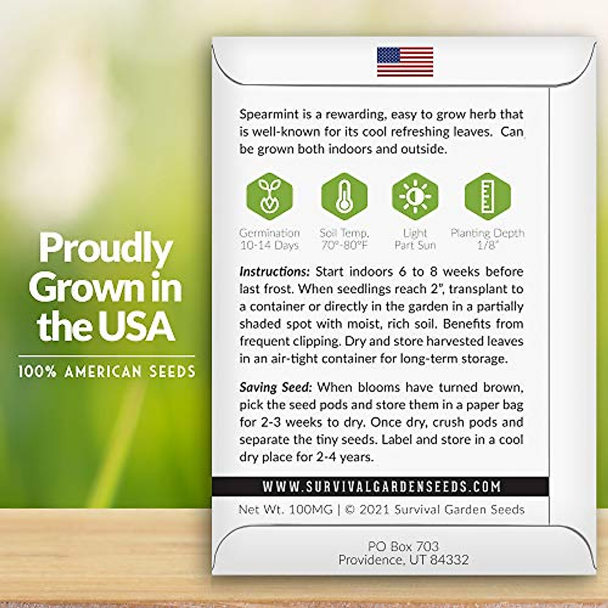 Survival Garden Seeds - Spearmint Seed for Planting - Mentha Spicata Packet with Instructions to Plant Delicious Herbs and Grow Your Home Herb Garden - Non-GMO Heirloom Variety