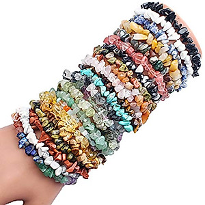 Natural Chip Stone Beads Multicolor 5-8mm About 400 Pieces Irregular Gemstones Healing Crystal Loose Rocks Bead Hole Drilled DIY for Bracelet Jewelry Making Crafting (5-8mm, Multicolor)