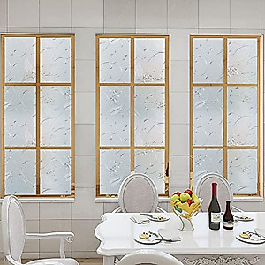 Frosted Privacy Glass Window Film, Vinyl Decorative Window Decals, Static Clings No-Glue Removable Window Film for Home Bathroom Living Room (17.5 x 78.7 inch)