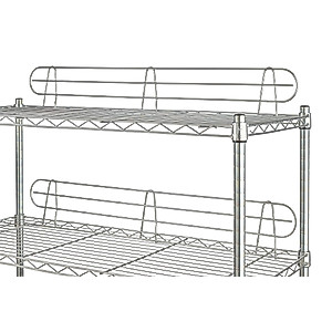 Home Storage Space Wire Shelf Back Ledge, Fits on 36" Wide Wire Shelf, Chrome Color, 2-Pack