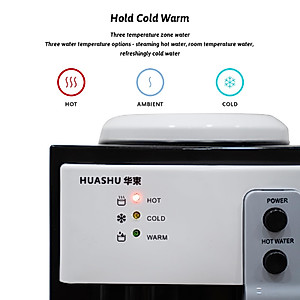 Top Loading Water Cooler Dispenser, 5 Gallon Water Dispenser w/ 3 Temperature Setting, Hot & Cold Water Dispenser for Home, Office & Dormitory (White)