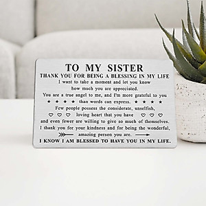 ABNTY Sister Valentines Gifts - Sister Appreciation Wallet Card Insert - Sister Birthday Xmas Gifts - Valentine's Day Card for Sister