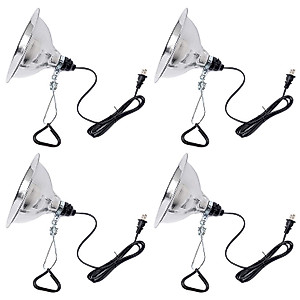 Simple Deluxe Clamp Lamp Light Socket with 8.5 Inch Aluminum Reflector, Suit for Max 150 Watt Lamp (No Bulb Included) with 18/2-Gauge 6 Feet Cord, 4 Pack,Silver