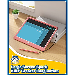 TEKFUN Toys for Girls 12in LCD Writing Tablet, Erasable Doodle Board with Anti-Lost Stylus, Mess Free Coloring Drawing Board, Travel Car Trip Games Toys Birthday for 3 4 5 6 7 Girls Pink