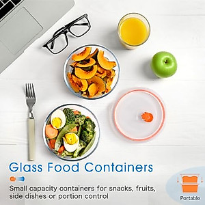 NUTRIUPS Round Glass Storage Containers with Lids Set of 2 Glass Meal Prep Containers 30oz Glass Lunch Containers with Lids, BXH001