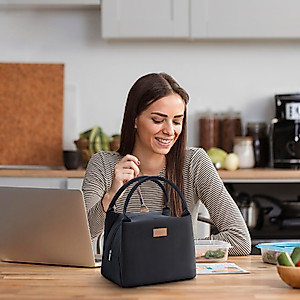 Lifewit Reusable Lunch Bag Large, Insulated Tote Lunch Box for Women Men for Meal Prep, Work, Travel, Black