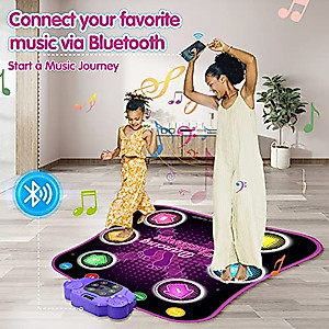 Light Up Dance Mat for Kids, Electronic Music Dance Pad with LED Lights & Wireless Bluetooth Built in Music, Birthday Gifts, Toys for Girl 4-8, 8-12 (Multicolor)