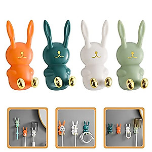 Cabilock 4pcs Adorable Rabbit Nail Free Hook Decorative Wall Hook Utility Hooks Wall Razor Holder Purse Key Holder Hook Towel Hanger Wall Hooks Decorative Wall-Mounted Bag Holder Child abs