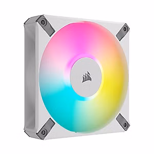 Corsair iCUE AF120 RGB Elite 120mm PWM Fan - Eight RGB LEDs - AirGuide Technology - Fluid Dynamic Bearing - Zero RPM Fan Mode - CORSAIR iCUE Software Compatible - White