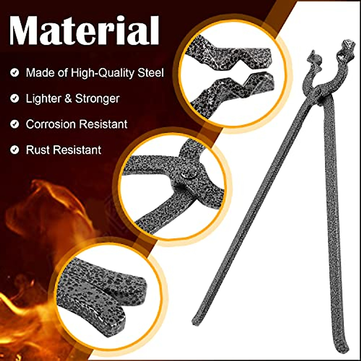 Blacksmith 5/8-inch Bolt Jaw Tongs Anvil Vise Forge Tongs for Railroad Spikes, for 5/8-Inch Round & Square Bar