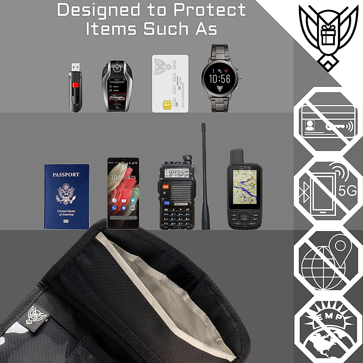 Xtreme Sight Line ~ AQUA RT Large Water-Proof Faraday Backpack / Small LITE Faraday Bag Combo ~ Tracking/Hacking Defense ~ STONE