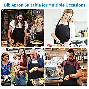 HXORBIS 1 Pack of Black Adjustable Bib Apron, Waterproof, with 2 Pockets, Neck Strap and Extra Long Tie, Cooking Kitchen Aprons for Women, Men Chef,Funny Grilling, BBQ Drawing, Waitress Apron