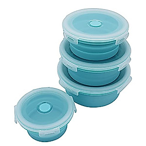 Collapsible Bowl,Magicorange Silicone Collapsible Food Storage Containers with Lids for Camping,Silicone Lunch Containers, Microwave, Dishwasher and Freezer Safe (Round)