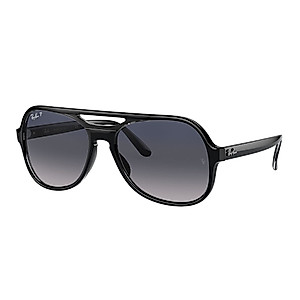 Ray-Ban Rb4357 Powderhorn Aviator Sunglasses, Black Transparent Black/Polarized Blue Gradient, 58 mm