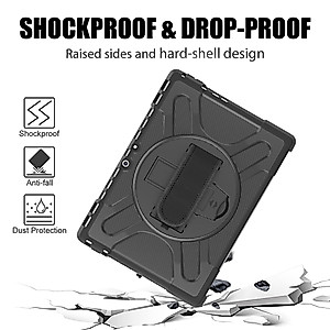 ZenRich Bundle for Surface Pro 8: 2-Pack Tempered Glass Screen Protectors with Anti-Glare& Rugged Full-Body Case with Rotatable Kickstand and Hand Strap