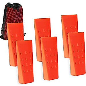 AR-PRO 6 Pack Tree Felling Wedges with Spikes for Safe Tree Cutting – 5.5” Wedges with Storage Bag; 6 Felling Dogs to Guide Trees Stabilize and Safely to Ground for Loggers and Fallers