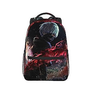 KEWRJFWA Anime Tokyo Ghoul Backpack Cartoon Bag Lightweight Canvas Couple Backpacks Unisex Office Travel Backpack