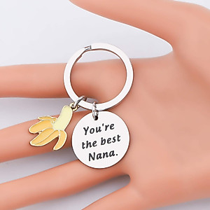 AKTAP Grandma Keychain You’re The Best Nana keyrings Banana Charm for Grandmother Gift from Granddaughter Grandson (Nana keyrings)