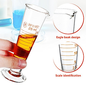 Baluue 25ml Graduated Cylinder, Lab Graduated Cylinder Glass Cup With Spout Wide Mouth, Glass Conical Beaker Liquid Dispenser Measuring Cylinder Tool for School Science Class