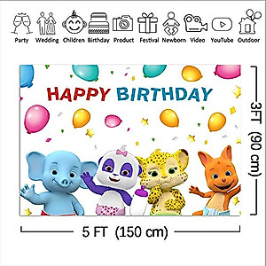Cartoon Confetti Balloon Baby Animals Photography Backdrop for Baby Children First Birthday Party Decorations Word Party Photo Background Photo Booth Cake Table Supply Vinyl 5x3ft Banner