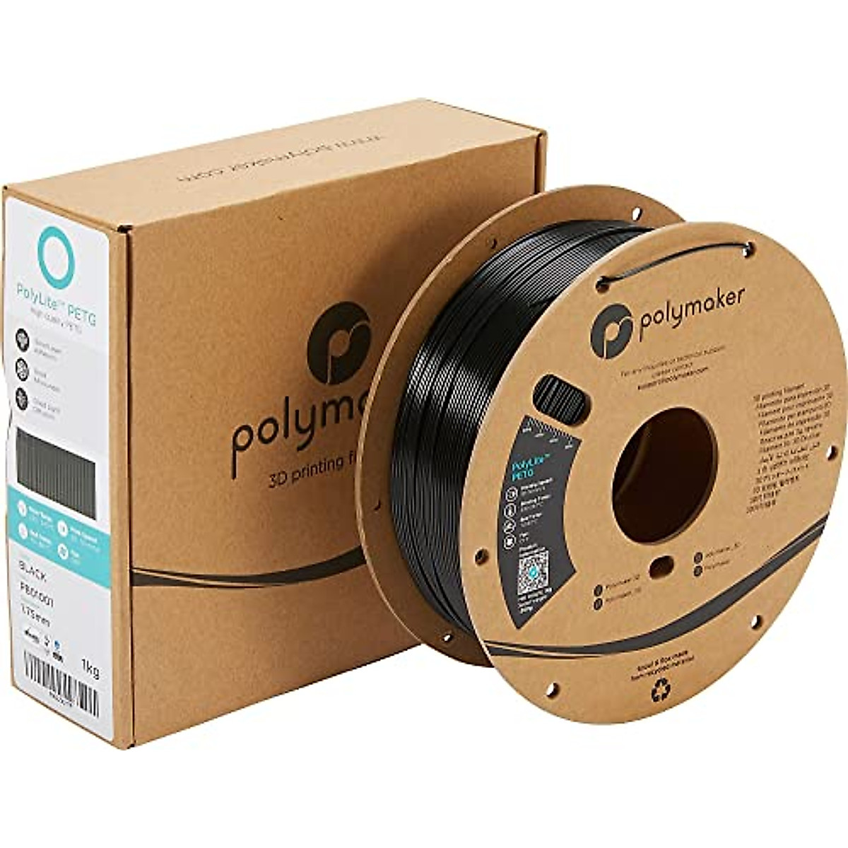 Polymaker PETG Filament Bundle, PETG 3D Printer Filament 1.75mm - PolyLite PETG Filament 1.75 PETG Bundle of 3, Black/White/Red