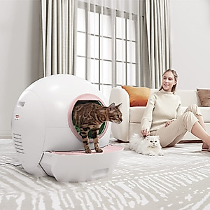 ELS PET Self Cleaning Cat Litter Box, No Scooping Automatic Litter Box, Smart Monitor/Safety Protection/Odorless, Extra Large for Multiple Cats, Without APP Control