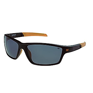 Cat CATERPILLAR 8020 Men's Polarized Sport Wrap Front Sunglasses, Matte Black, 66 mm
