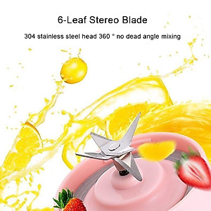 Portable Blender-Fruit & Vegetable Juicer-For Travel Sports Kitchen-380Ml With 6 Blades-WENPIC Food Mixer-For Shakes And Smoothies，Juice, Baby Food, Etc. (Pink)