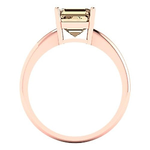 Clara Pucci 2.0 ct Asscher Cut Solitaire Yellow Moissanite Ideal Engagement Bridal Promise Anniversary Designer Ring 18K Rose Gold Size 6