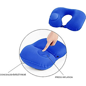 Dufominc Inflatable Travel Neck Pillow for Camping and Traveling Portable U-Shaped Pillow Suitable for Sleep Rest Car Office and Outdoor - Navy Blue