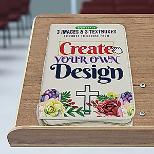 10x7 Inch Personalized Bible Cover – Create Your Own Design, Custom Bible Cover and Carrying Case with Handle – Leatherette Book Covers and Bible Case for Women - White (Freeform)