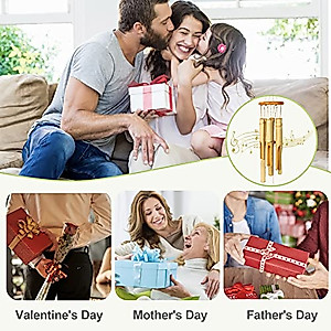 Wooden Wind Chimes Bamboo Windchimes Outside 30" Handcrafted Wood Wind Chime with Natural Relax Beautiful Sound and Amazing Deep Tone for Patio Garden Outdoor Home Decor(Yellow)